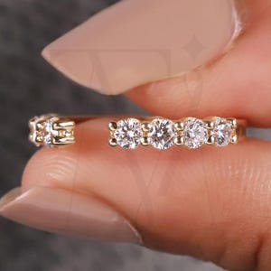 0.50TCW Lab Grown Round Diamond Open Space Shared Prong Wedding Band ...