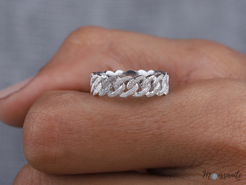 Miami Cuban Link Chain Band Unisex Wedding Band 5mm Men's - Etsy