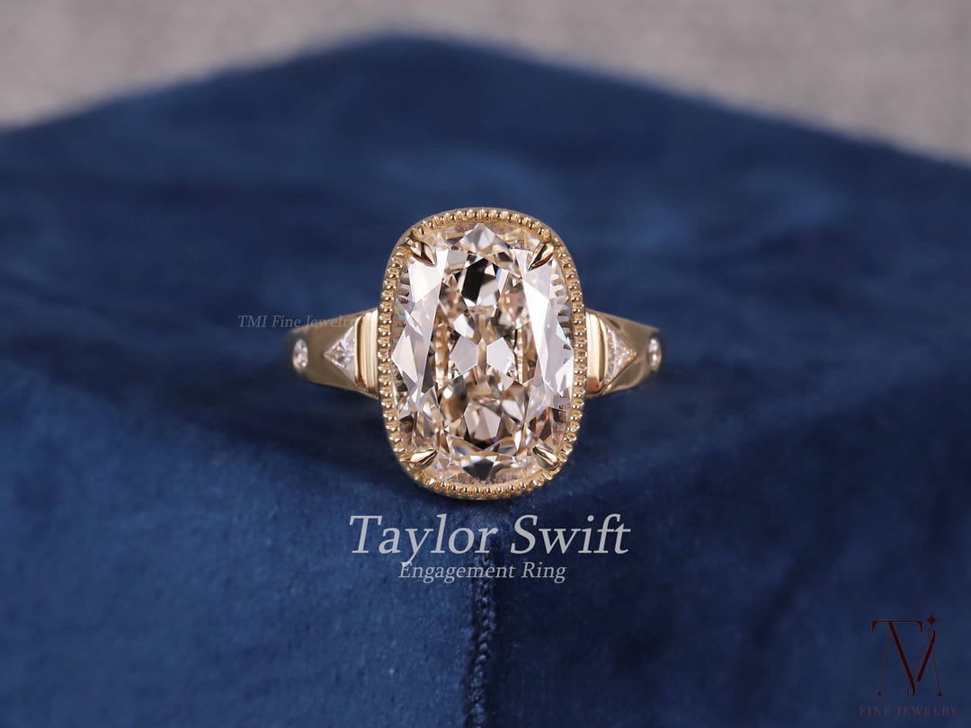 Elongated Old Mine Lab Grown 7ct Cushion Cut Diamond Taylor Swift's ...