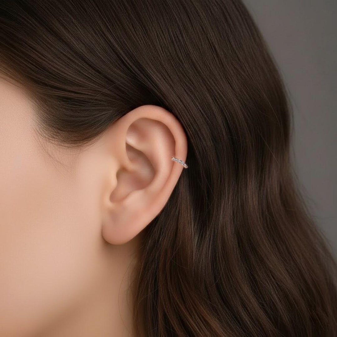 Helix Piercing Hoops | Dainty 14K Yellow Gold Huggie Earrings With 5mm ...