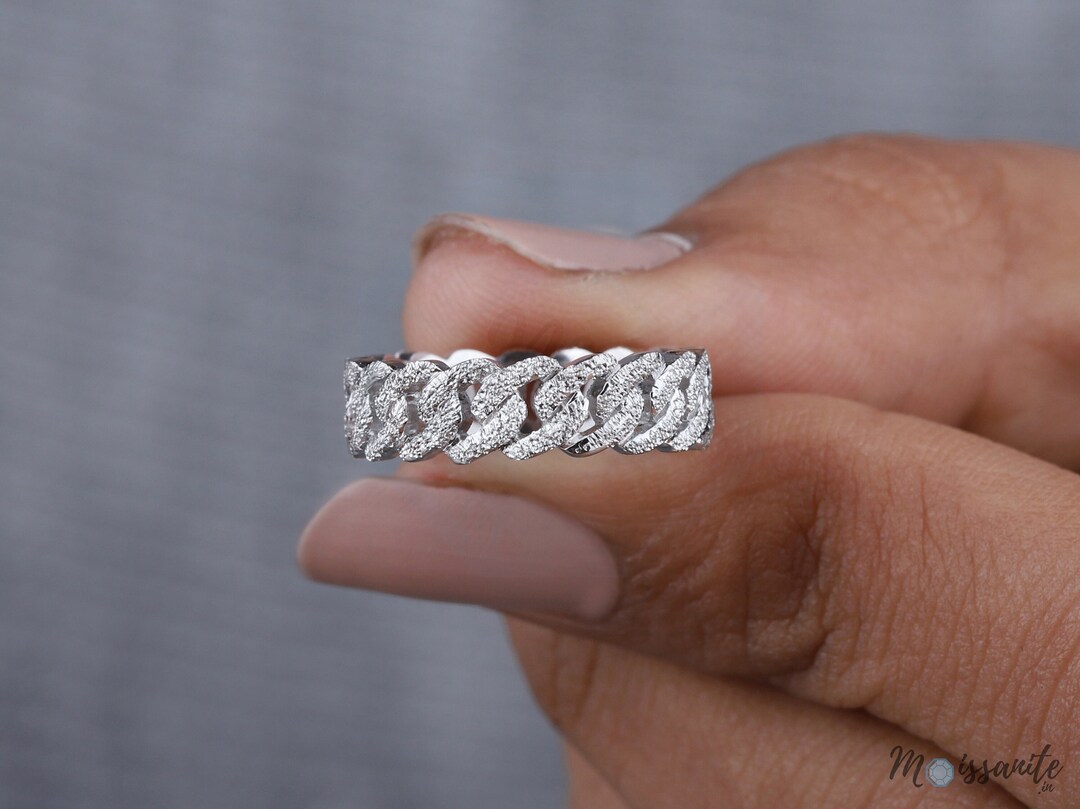 Miami Cuban Link Chain Band Unisex Wedding Band 5mm Men's Band 10K/14K ...