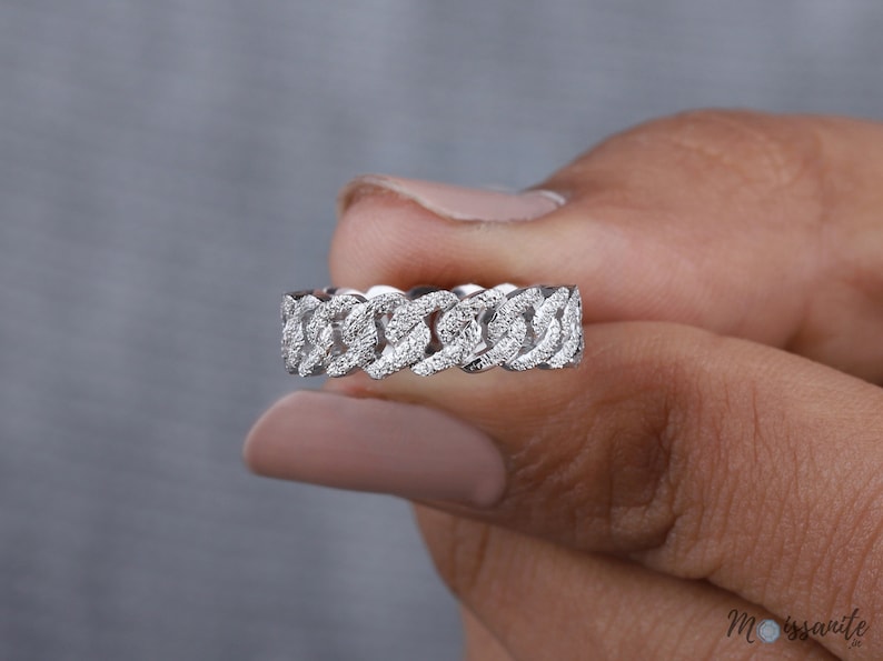 Miami Cuban Link Chain Band Unisex Wedding Band 5mm Men's Band 10K/14K ...