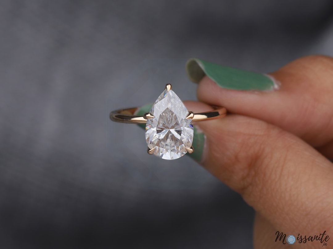 Pear Shaped Ring Pear Cut Ring Pear Moissanite Wedding Anniversary Ring ...