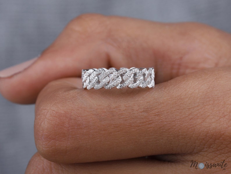 Miami Cuban Link Chain Band Unisex Wedding Band 5mm Men's Band 10K/14K ...