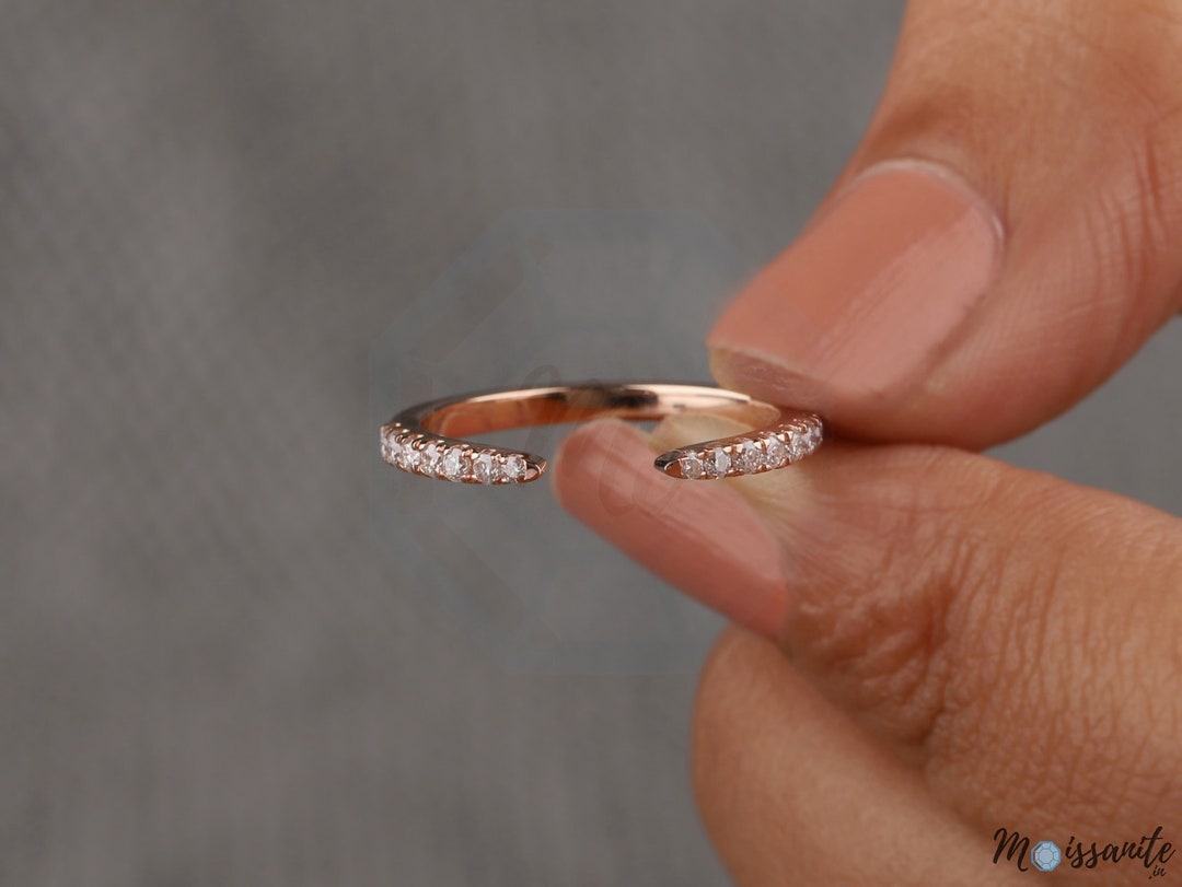 Open Wedding Band, Wedding Bands Women, Moissanite Wedding Band, Space ...