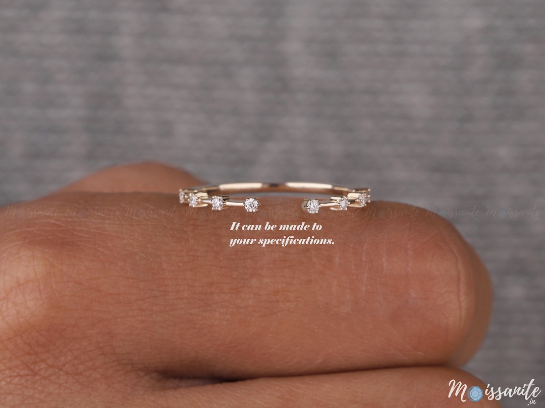 Open Gap Floating Bubble Half Eternity Band, 1.4MM Round Moissanite ...