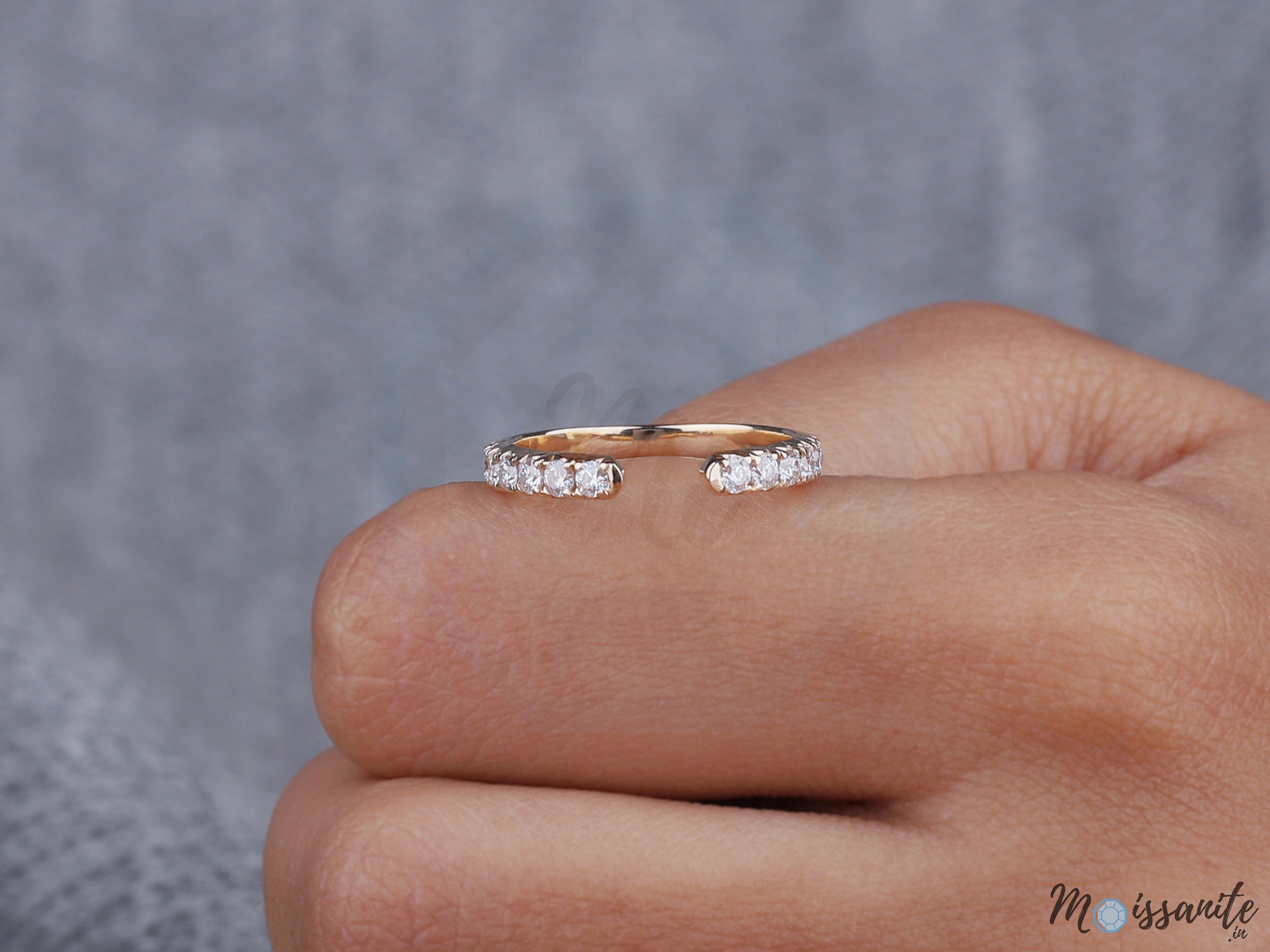 2.40mm Wide French Pave Set Open Wedding Band Women Matching - Etsy