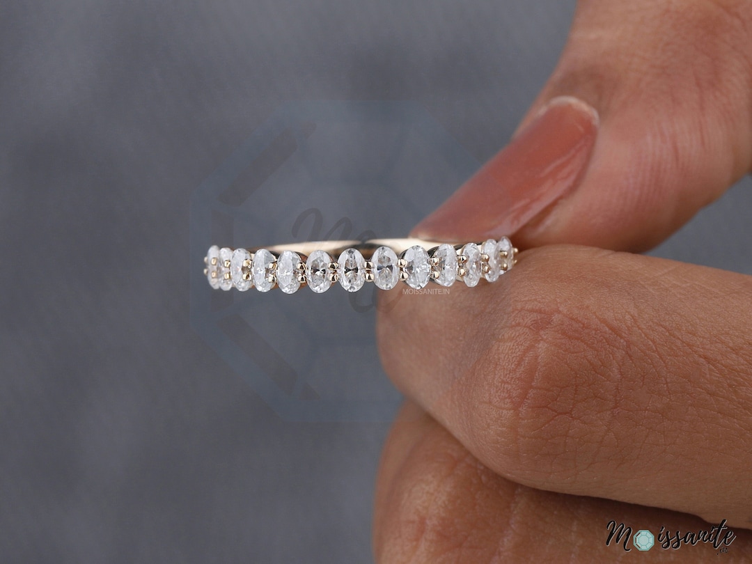 Oval Moissanite Band Oval Eternity Band Oval Wedding Band 3x2mm Oval ...