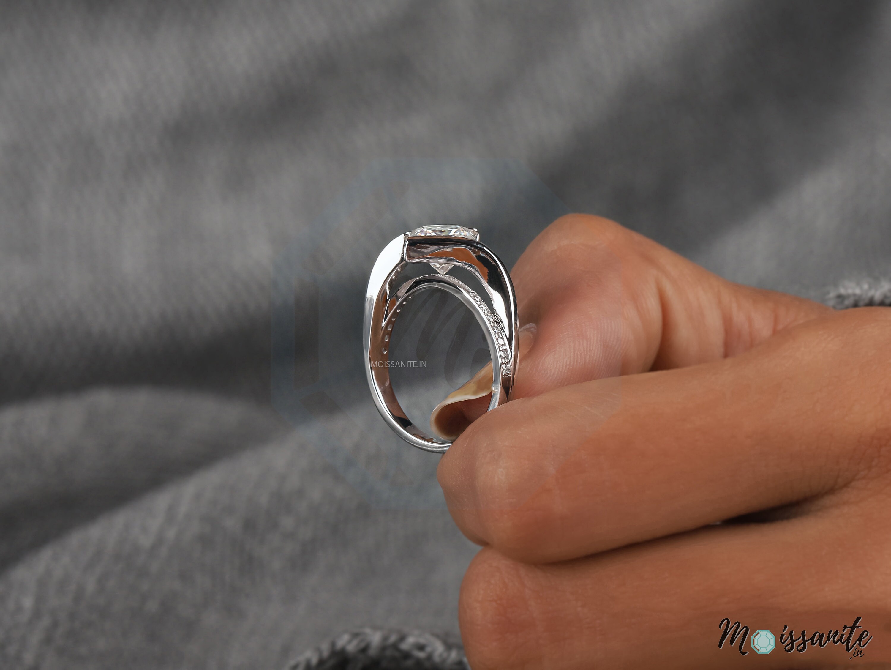 2CT Princess Moissanite Engagement Ring Bypass Shank Princess - Etsy