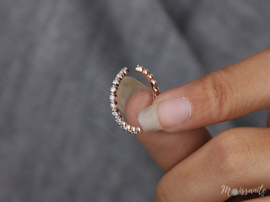 Open Bubble Wedding Band, Rose Gold Wedding Bands, Moissanite Cuff ...