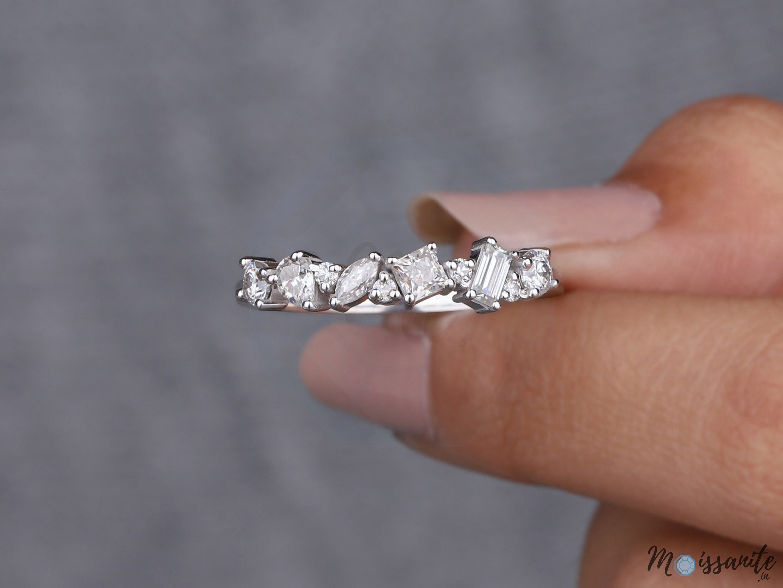 Multi Shape Diamond Cluster Ring Multi-shaped Moissanite - Etsy