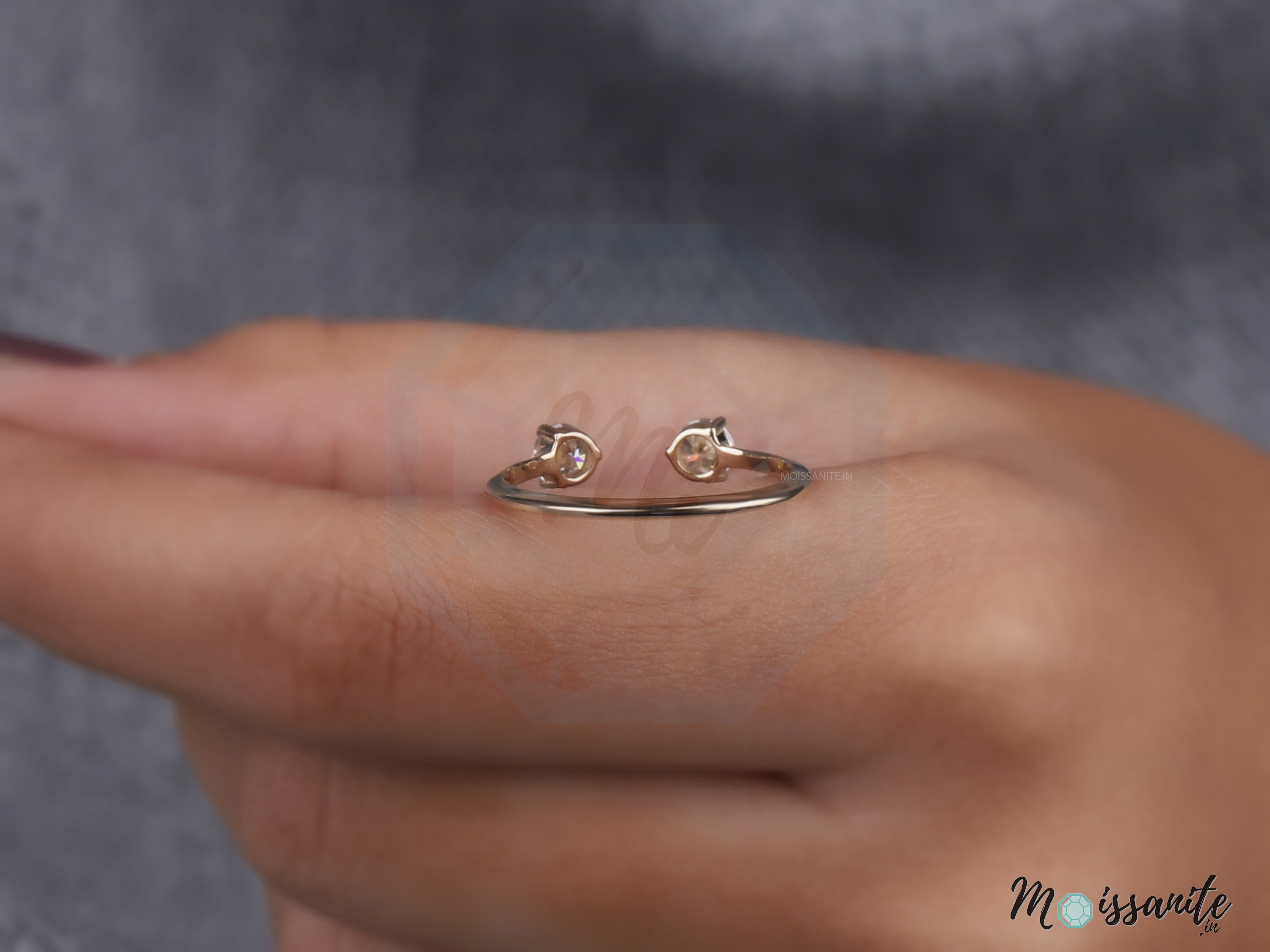 Dual Diamond Ring 14K Gold Diamond Cuff Ring Open Diamond - Etsy