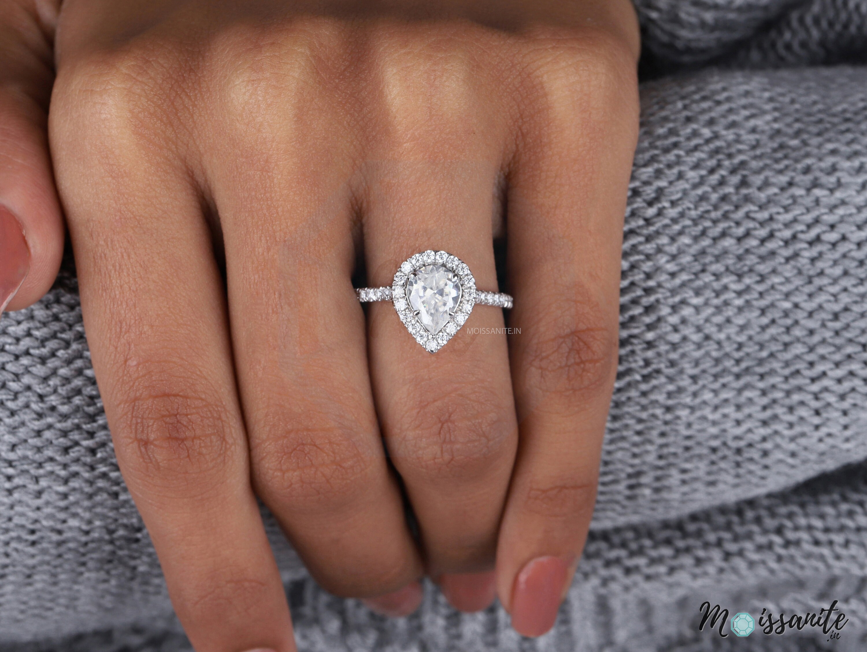 Halo Engagement Ring 14K Gold Pear Cut Ring Pear Shaped - Etsy