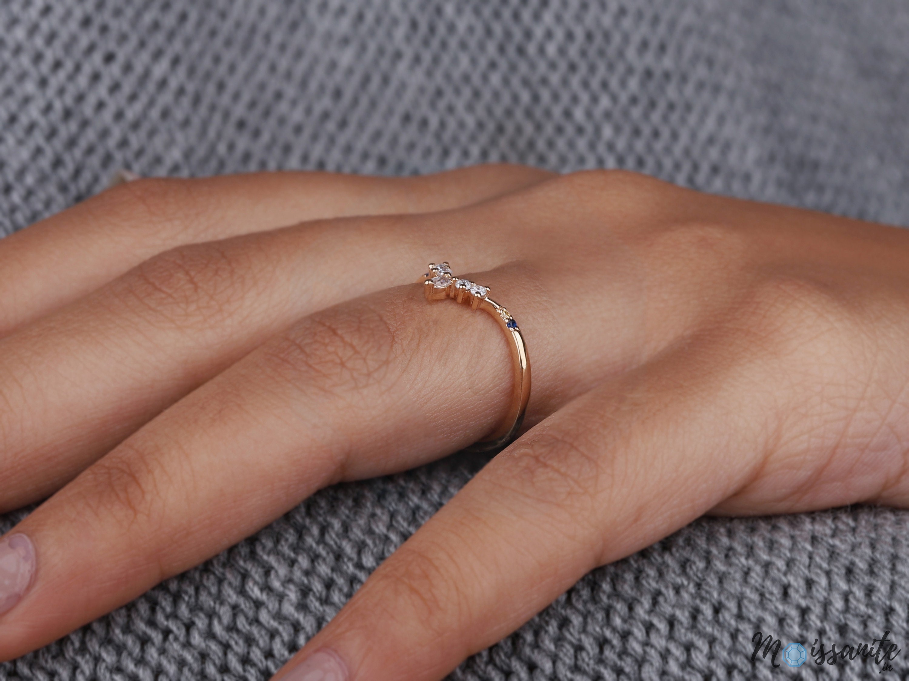 Chevron Wedding Ring Contour Band Curved Wedding Diamond Band 14K Gold ...