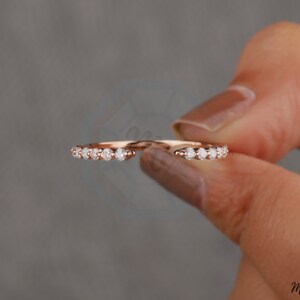 Open Half Bubble Rose Gold Wedding Band Moissanite Cuff Wedding Band ...