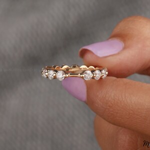 3MM Round Moissanite Open Notch Bubble Set Wedding Matching Band for ...