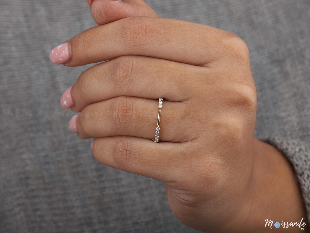 Custom Notch Labgrown Diamond Bubble Band, Everyday Wear Moissanite ...