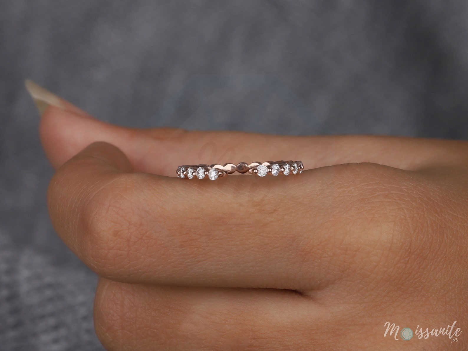 Open Bubble Wedding Band, Rose Gold Wedding Bands, Moissanite Cuff ...