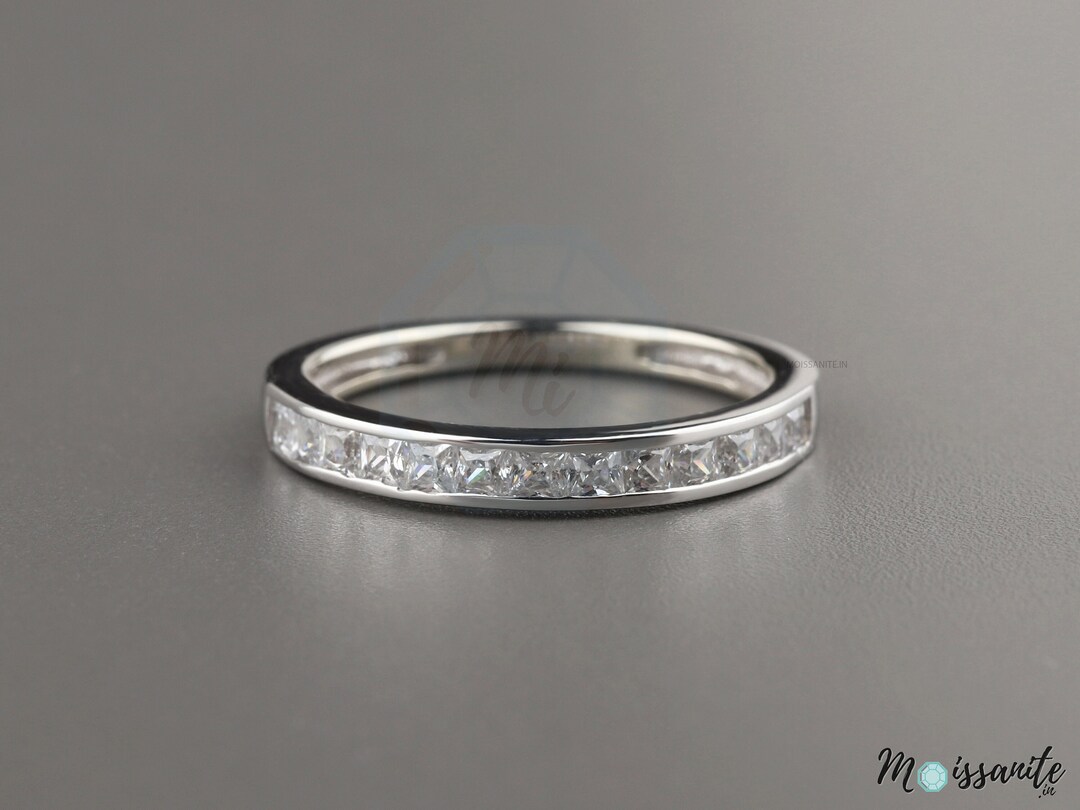 2mm Princess Cut Channel Set Band Channel Set Wedding Band in 14K White ...