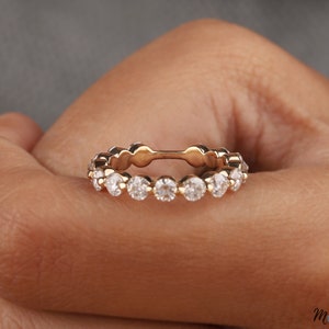 3MM Round Moissanite Open Notch Bubble Set Wedding Matching Band for ...