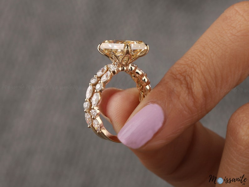 11x8mm Light Yellow Radiant Moissanite Engagement Ring Canary Yellow ...