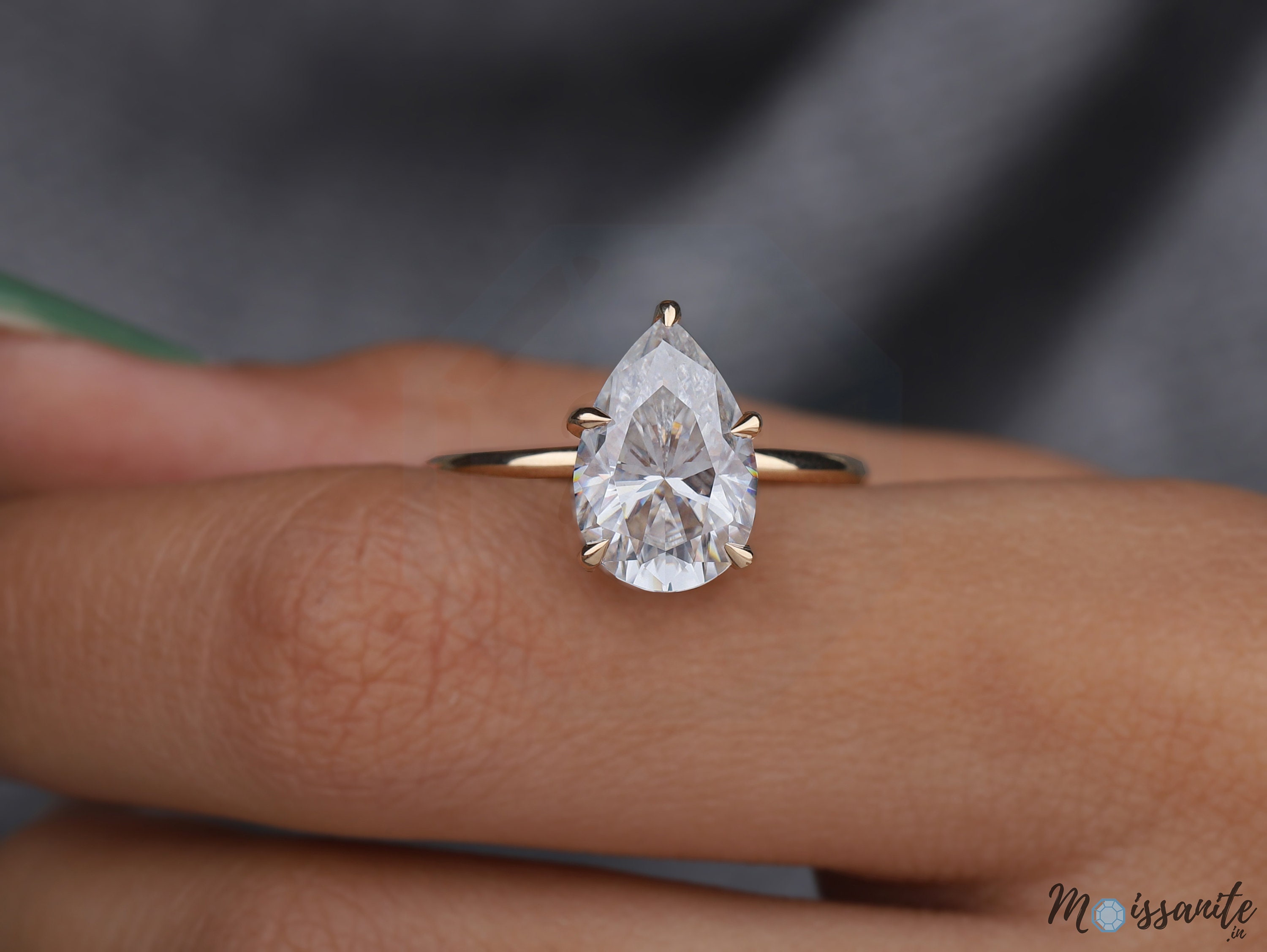 Pear Shaped Ring Pear Cut Ring Pear Moissanite Wedding - Etsy