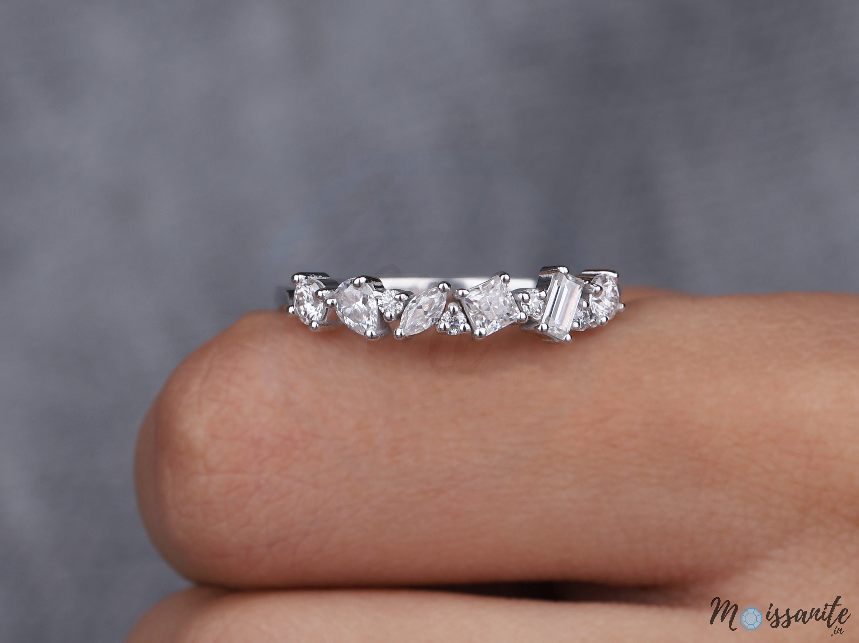 Multi Shape Diamond Cluster Ring Multi-shaped Moissanite - Etsy