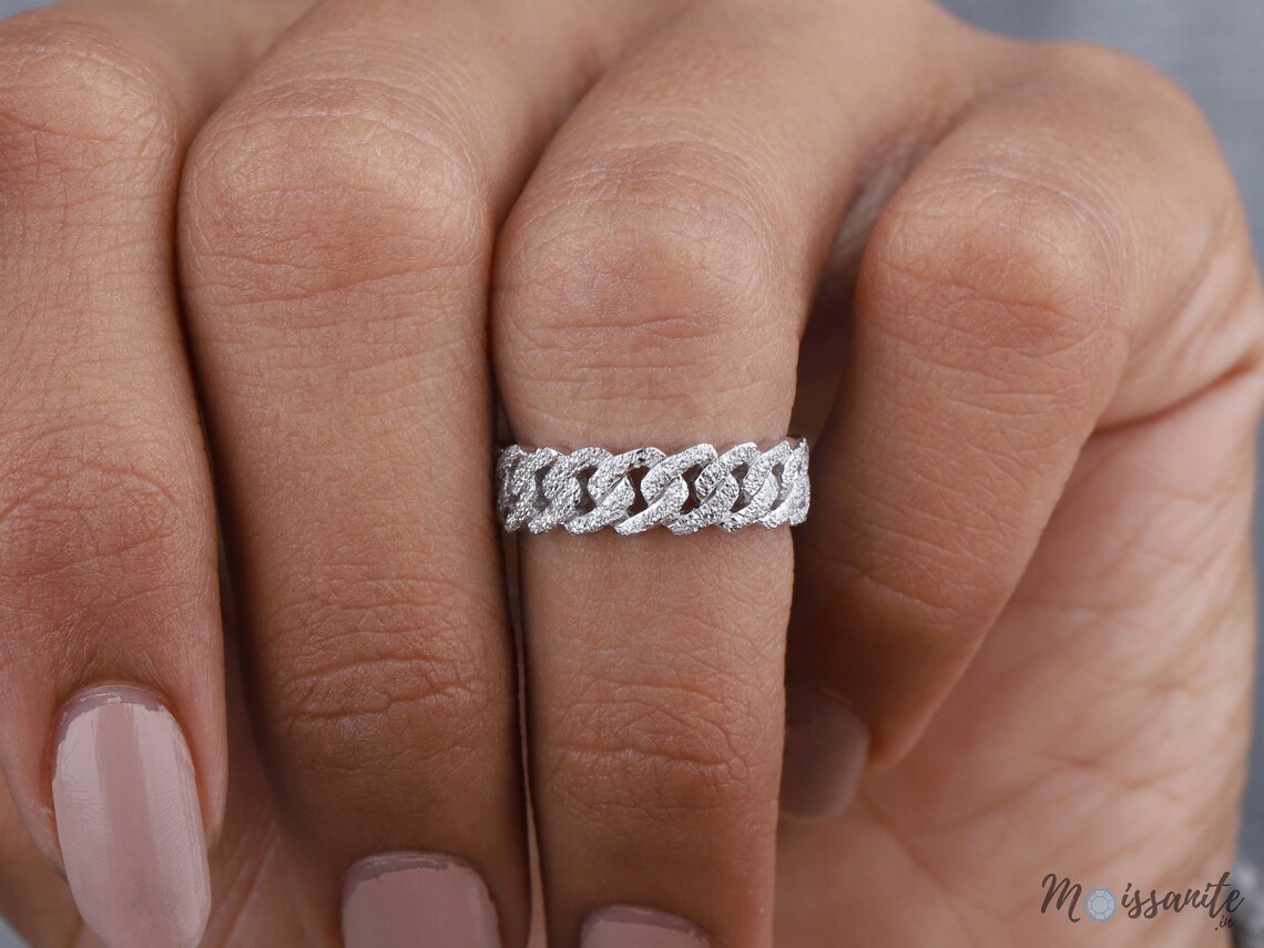 Miami Cuban Link Chain Band Unisex Wedding Band 5mm Men's Band 10K/14K ...