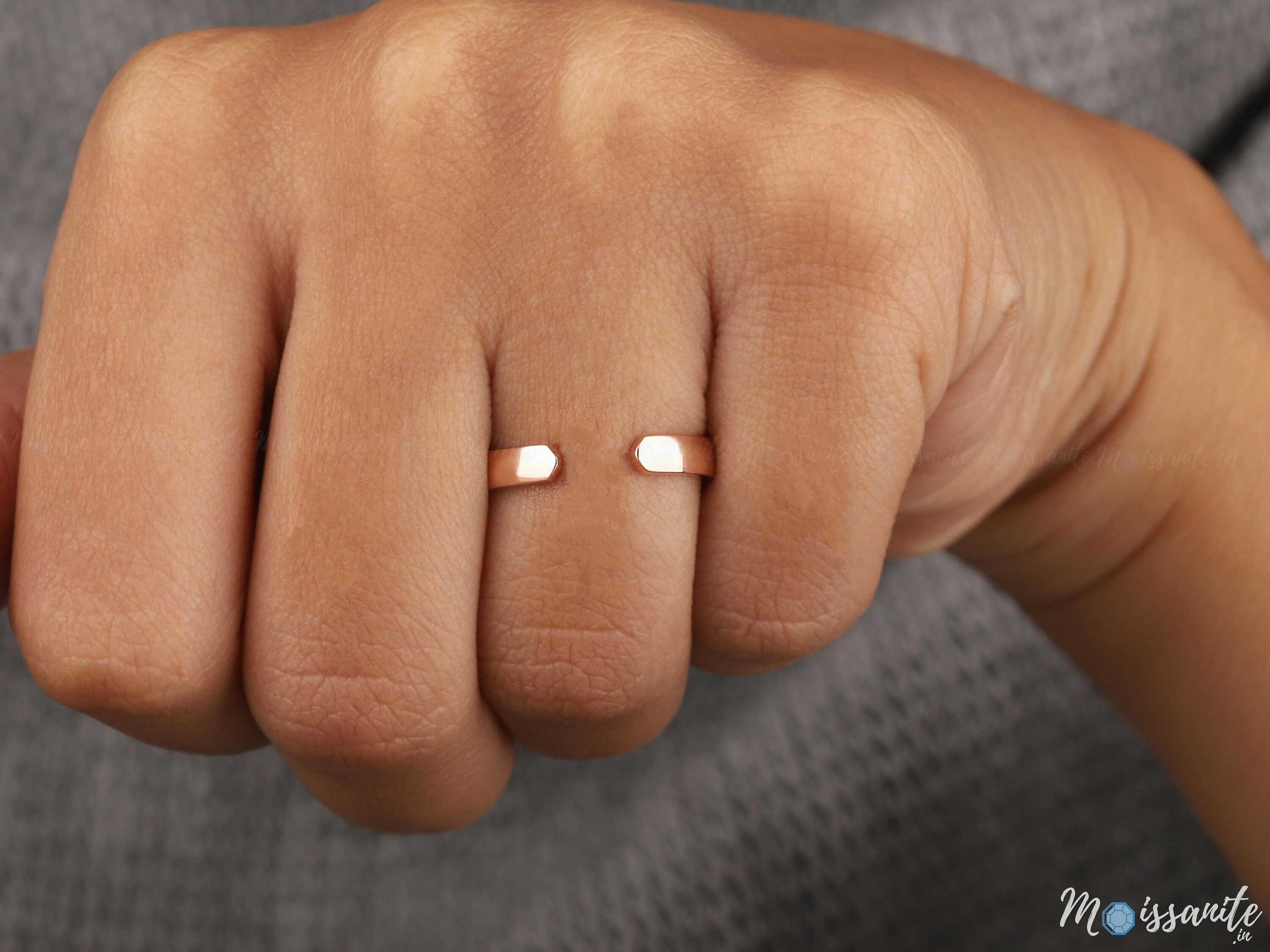 Customize Open Plain Wedding Band 18K Rose Gold Open Cuff Ring 3MM Wide ...