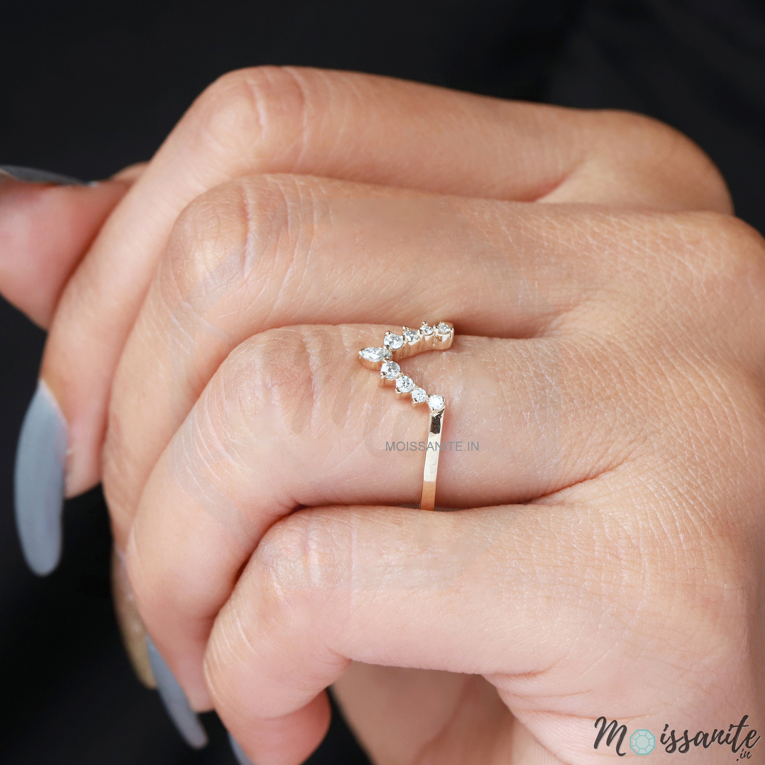 V Shape Ring Chevron Band Ring Moissanite Diamond Wedding - Etsy