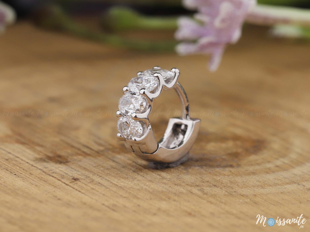 Lab Diamond Hoop Earrings, Cartilage Earring Hoop, Small Hoop Earrings ...