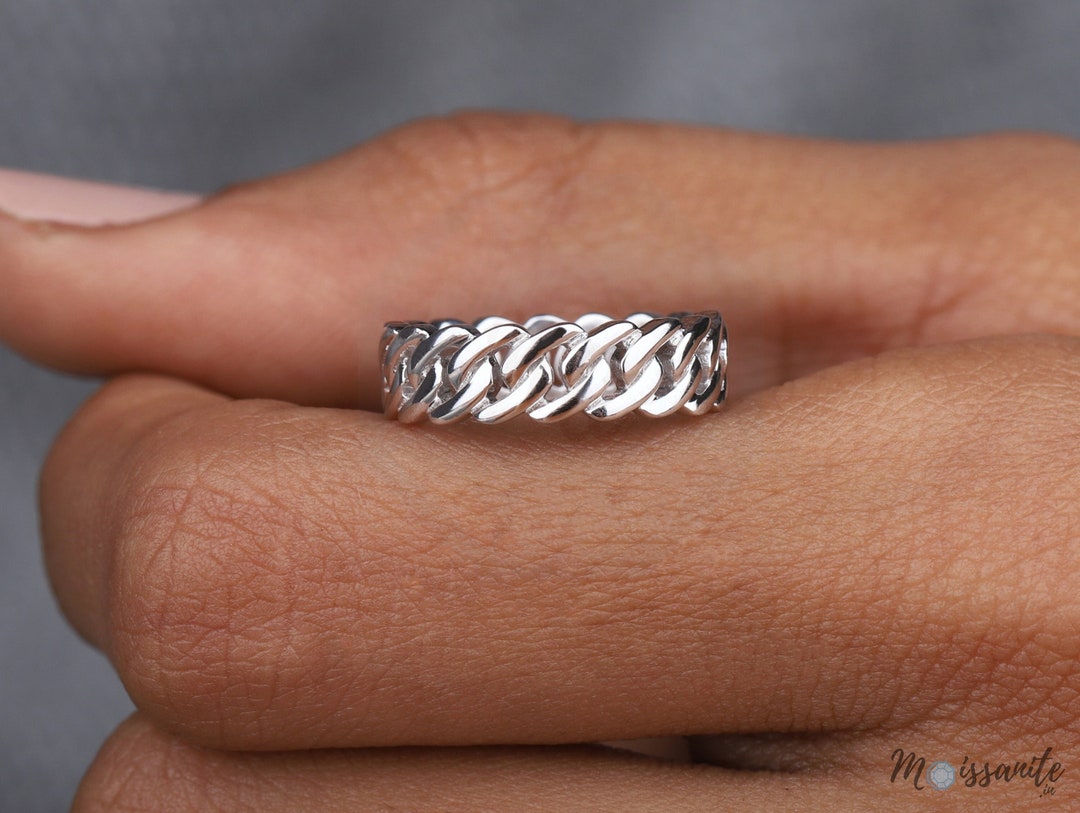 Miami Cuban Link Chain Band Unisex Wedding Band 5mm Mens Band - Etsy