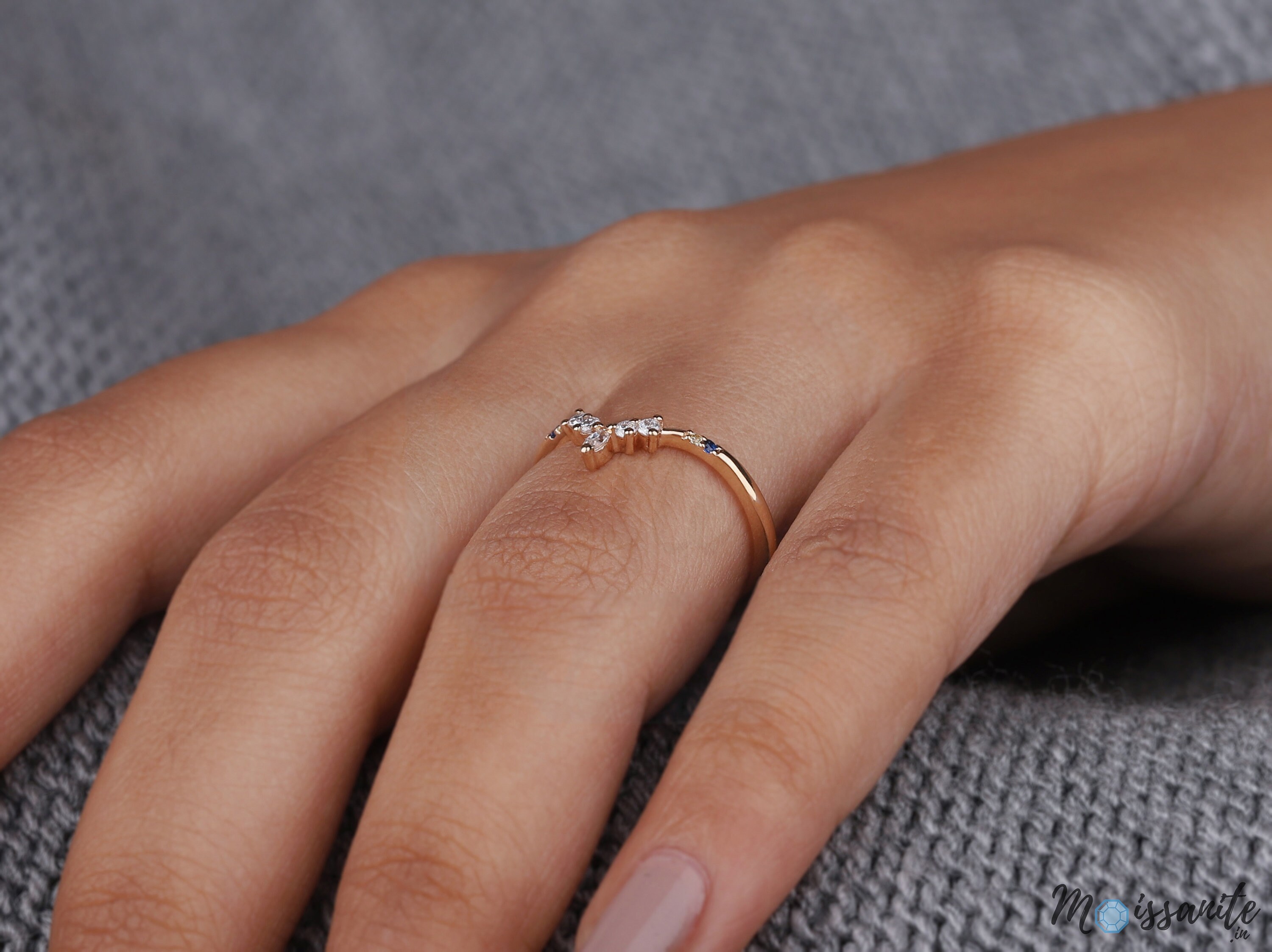 Chevron Wedding Ring Contour Band Curved Wedding Diamond Band 14K Gold ...