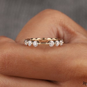 3MM Round Moissanite Open Notch Bubble Set Wedding Matching Band for ...