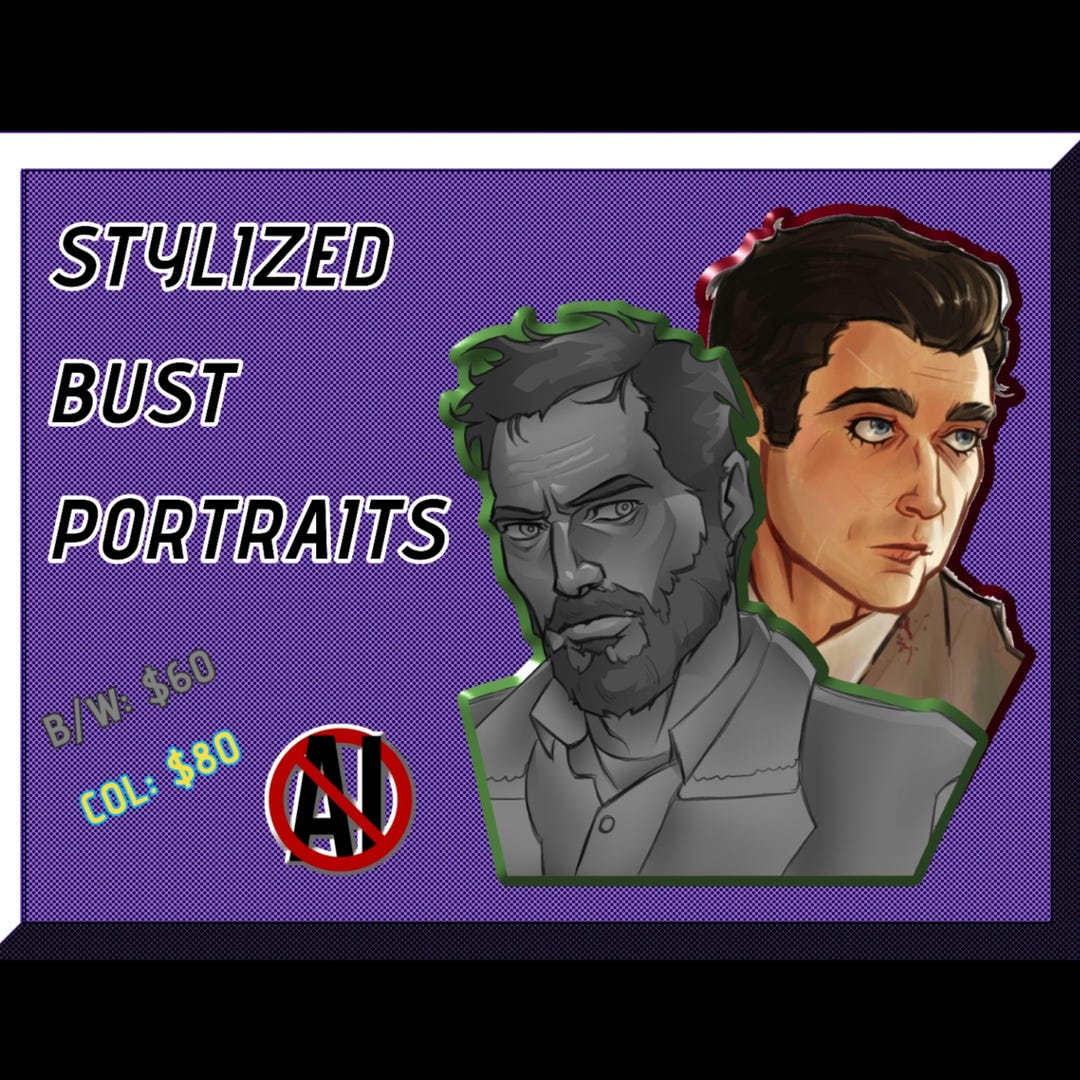 ART COMMISSIONS | Stylized Bust Portraits (no AI) - Etsy