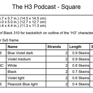 H3 Podcast H3H3 Productions Logo Square Cross Stitch Design Pattern PDF ...