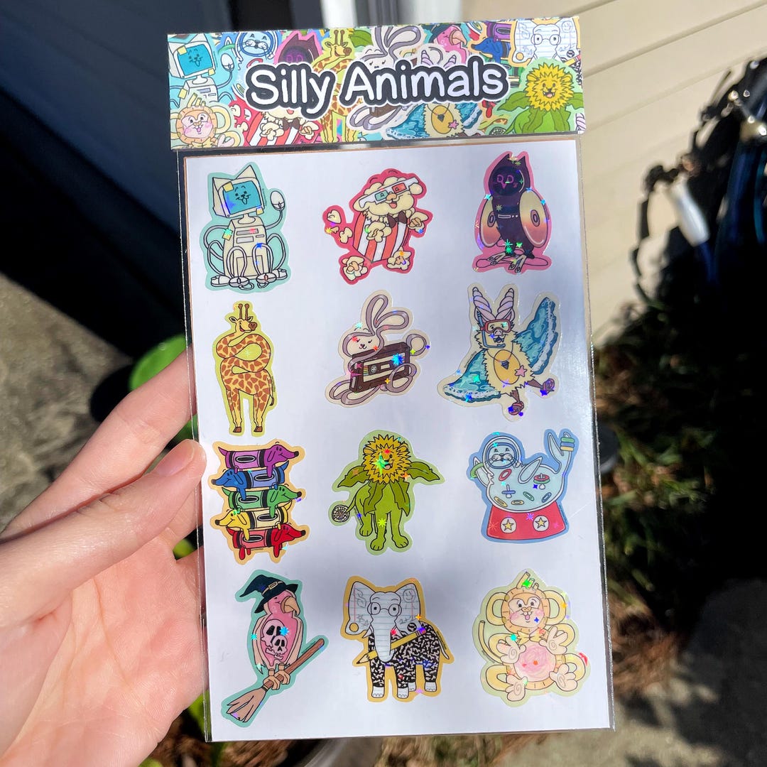 Silly Animals Sticker Pack | Mini Animal Stickers - Etsy