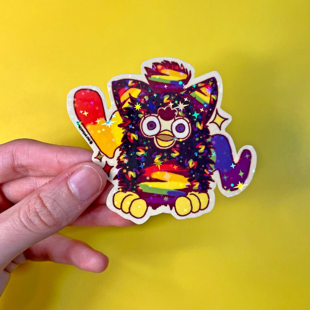 Furby Holographic Vinyl Sticker | Furby With Retro Arcade Carpet ...