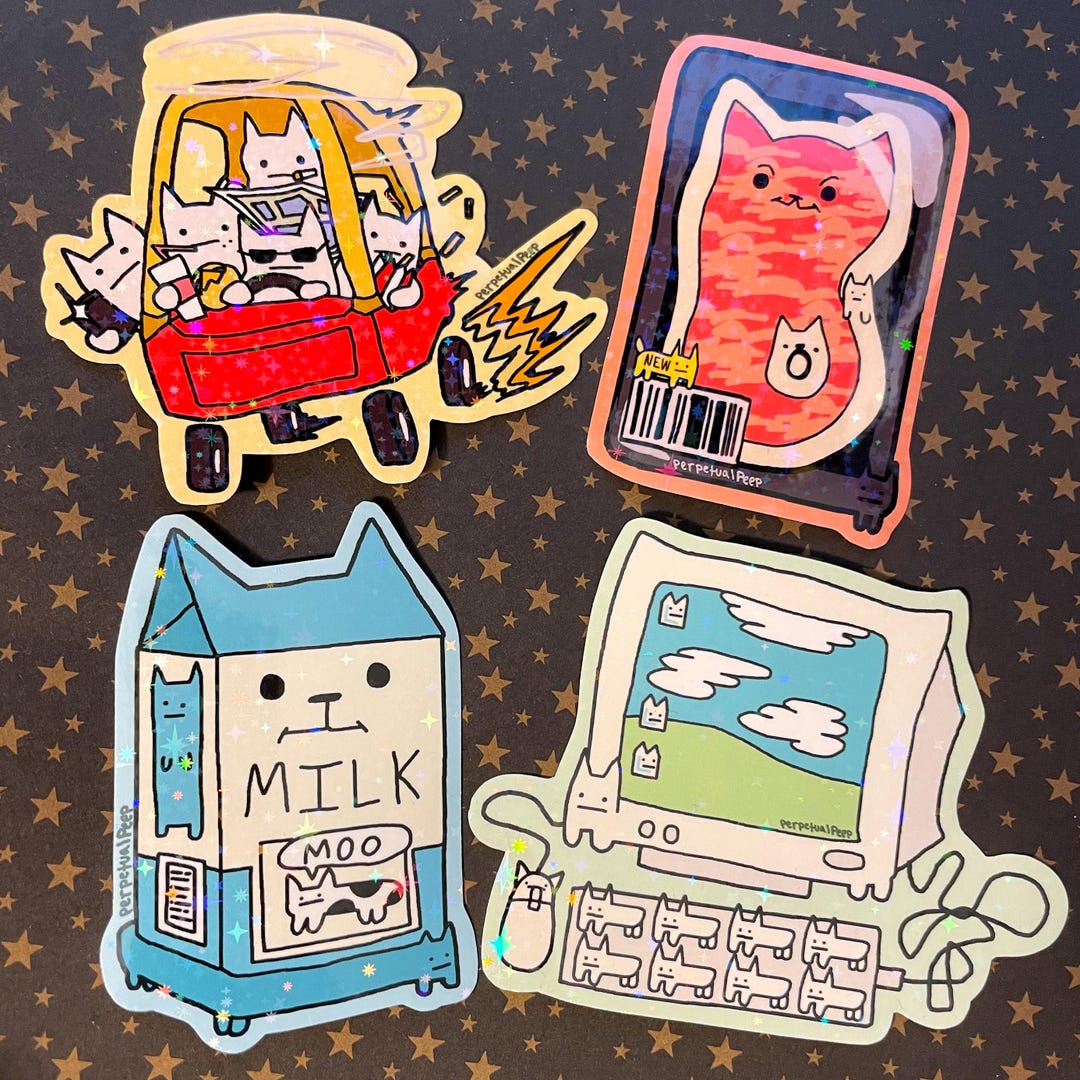 Meepers II | Silly Cat Holographic Stickers - Etsy