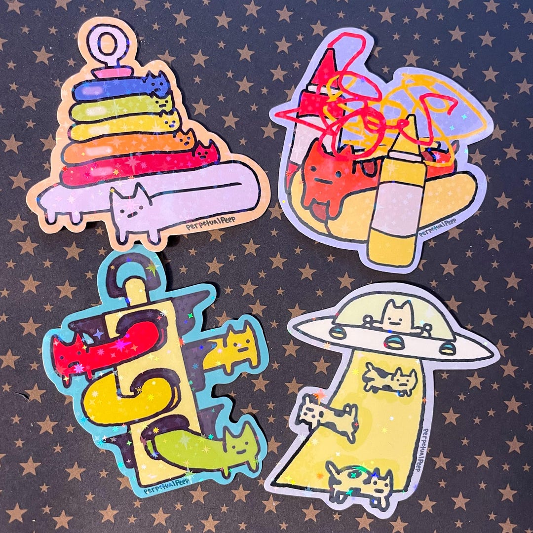 Meepers | Silly Cat Holographic Stickers - Etsy
