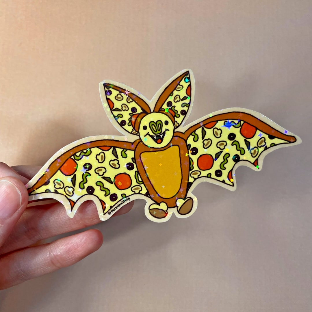 Pizza Bat Holographic Vinyl Sticker - Etsy
