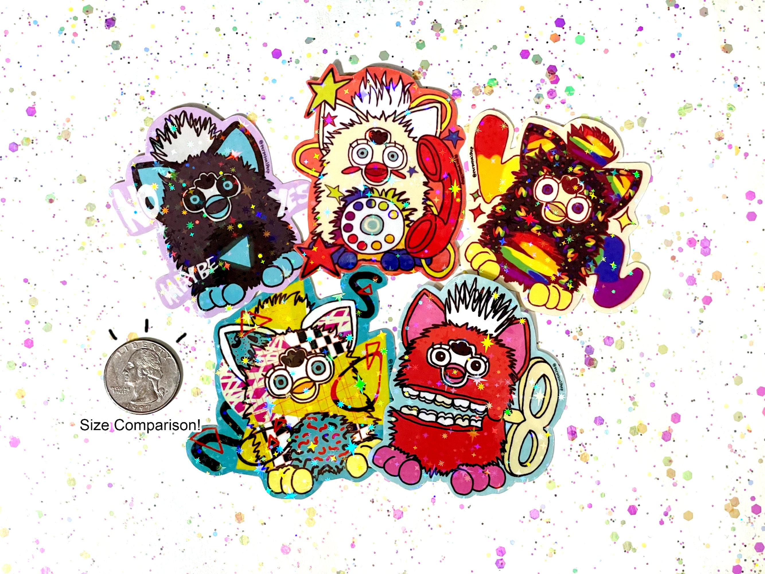 Furby Holographic Vinyl Stickers Retro Furby Stickers - Etsy