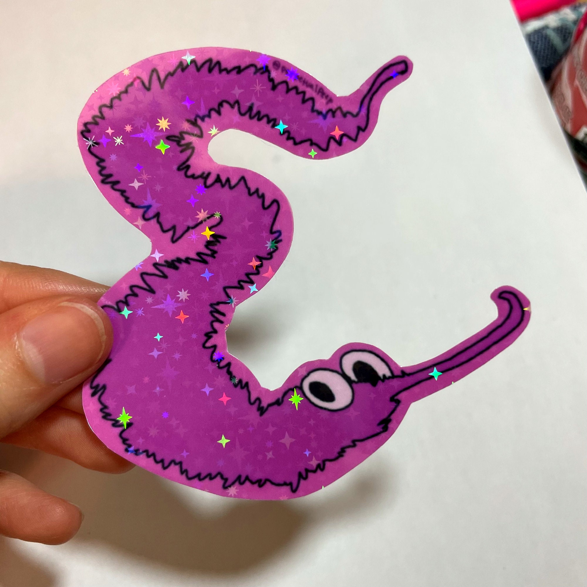 Worm on a String Holographic Vinyl Stickers - Etsy