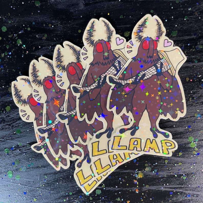 Mothman Holographic Vinyl Sticker | Mothman With Leg Lamp - Etsy