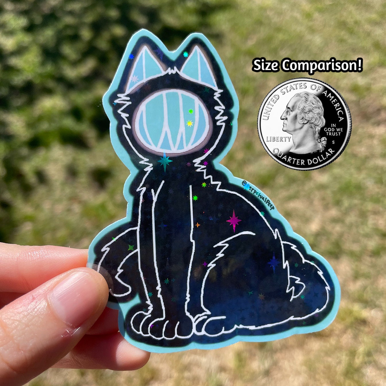 Black Cat Sticker | Peculiar Black Cat Holographic Vinyl Sticker - Etsy