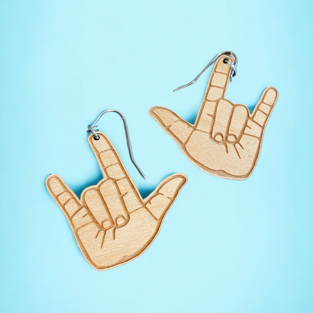 I Love You American Sign Language Earrings Sign Language - Etsy