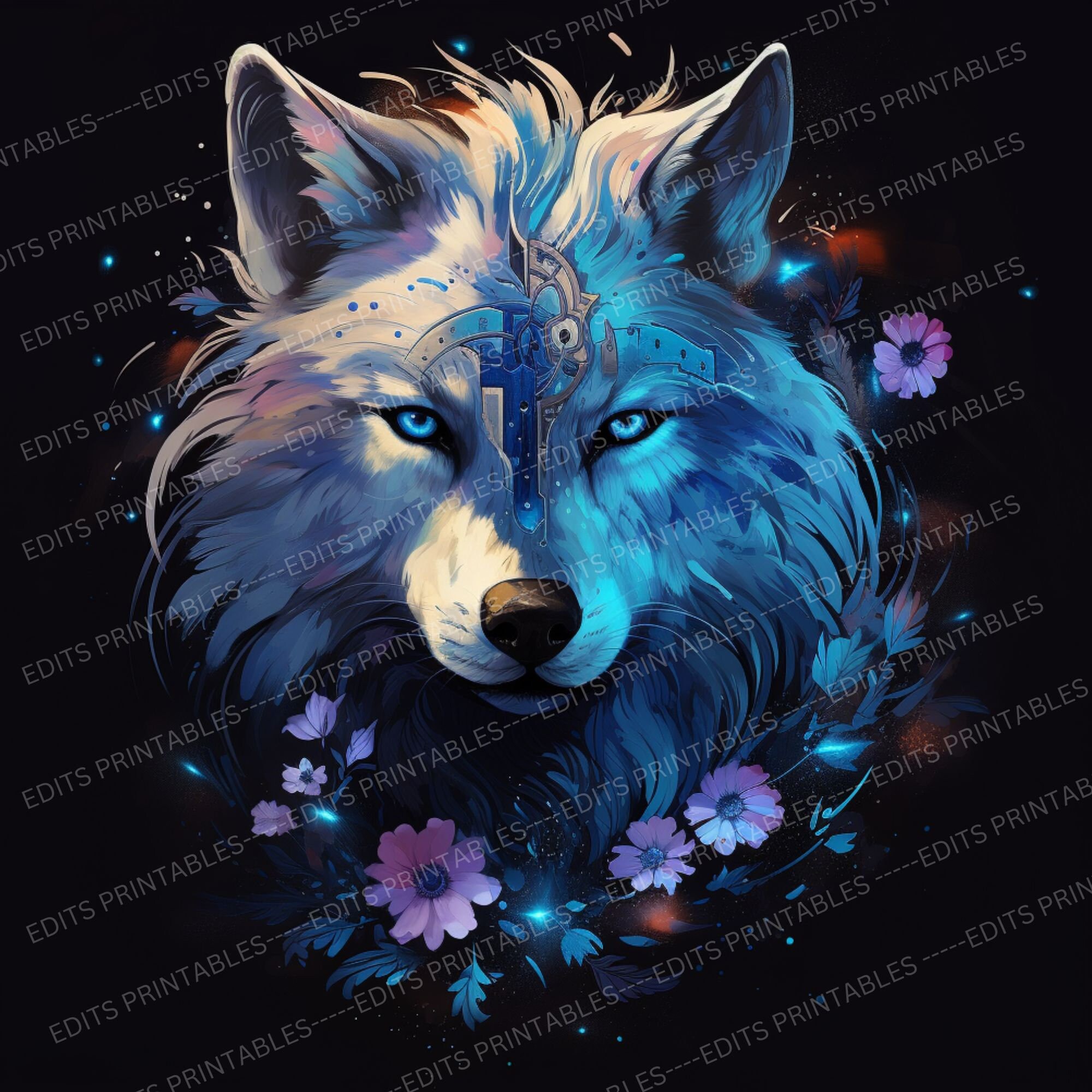 Wolf Clipart, Mystical Interpretations, Instant Download JPEG, Pack of ...