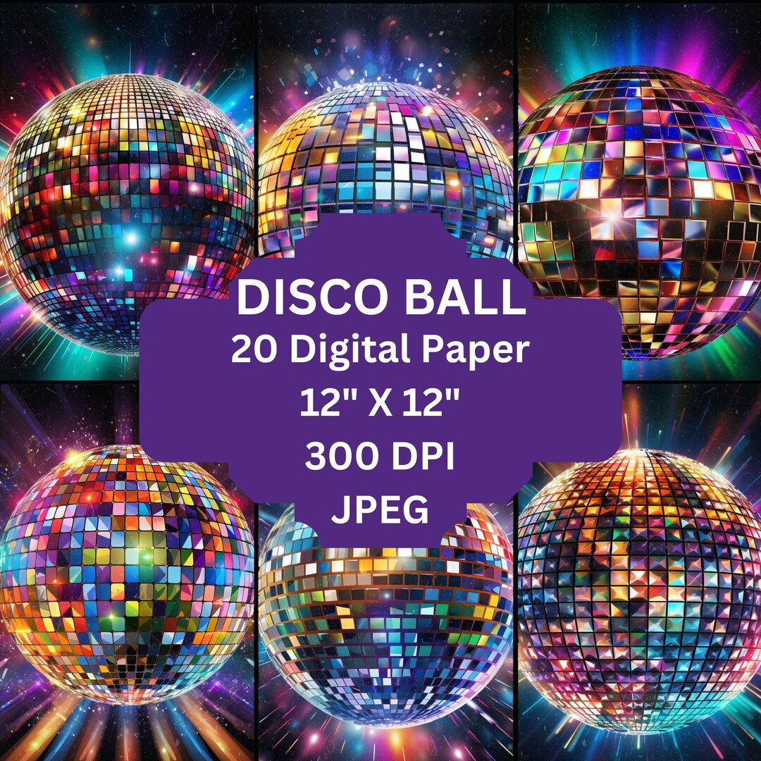 Disco Ball Digital Paper, INSTANT DOWNLOAD, 12x12, Disco Ball ...