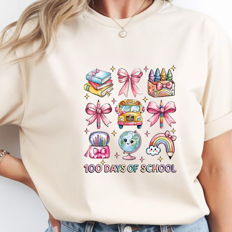 100 Days of School Clipart – Books, Crayons, School Bus (digital ...