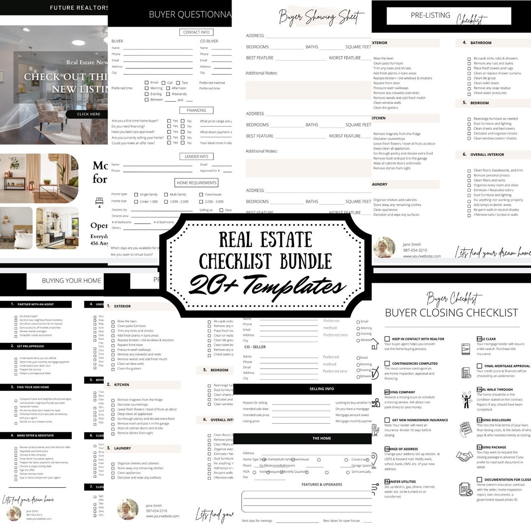 Real Estate Checklist Bundle - Editable Templates (digital Download) - Etsy